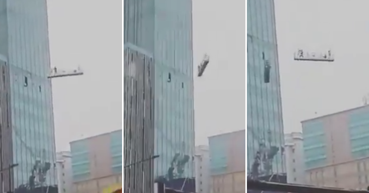 VIDEO: Workers on sky-high gondola at KL building hold on for dear life ...