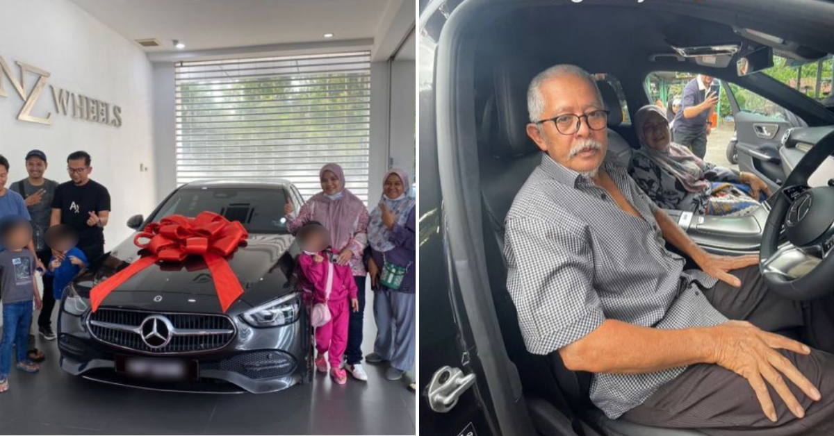 M'sian siblings surprise their father with his dream Mercedes Benz on ...